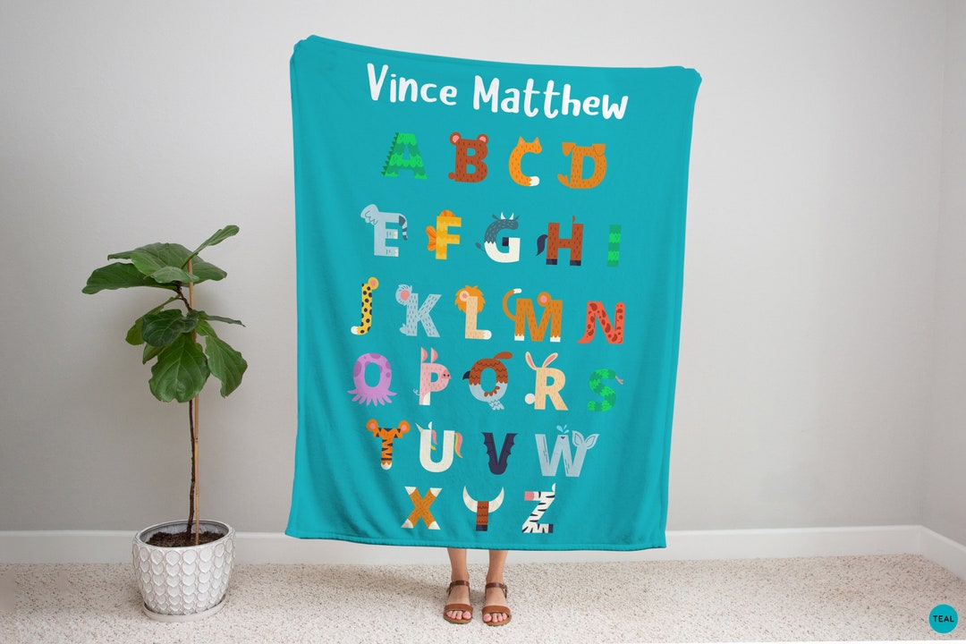 Alphabet Baby Blanket Custom Baby Blanket Baby Shower Gift Alphabet ABC ...