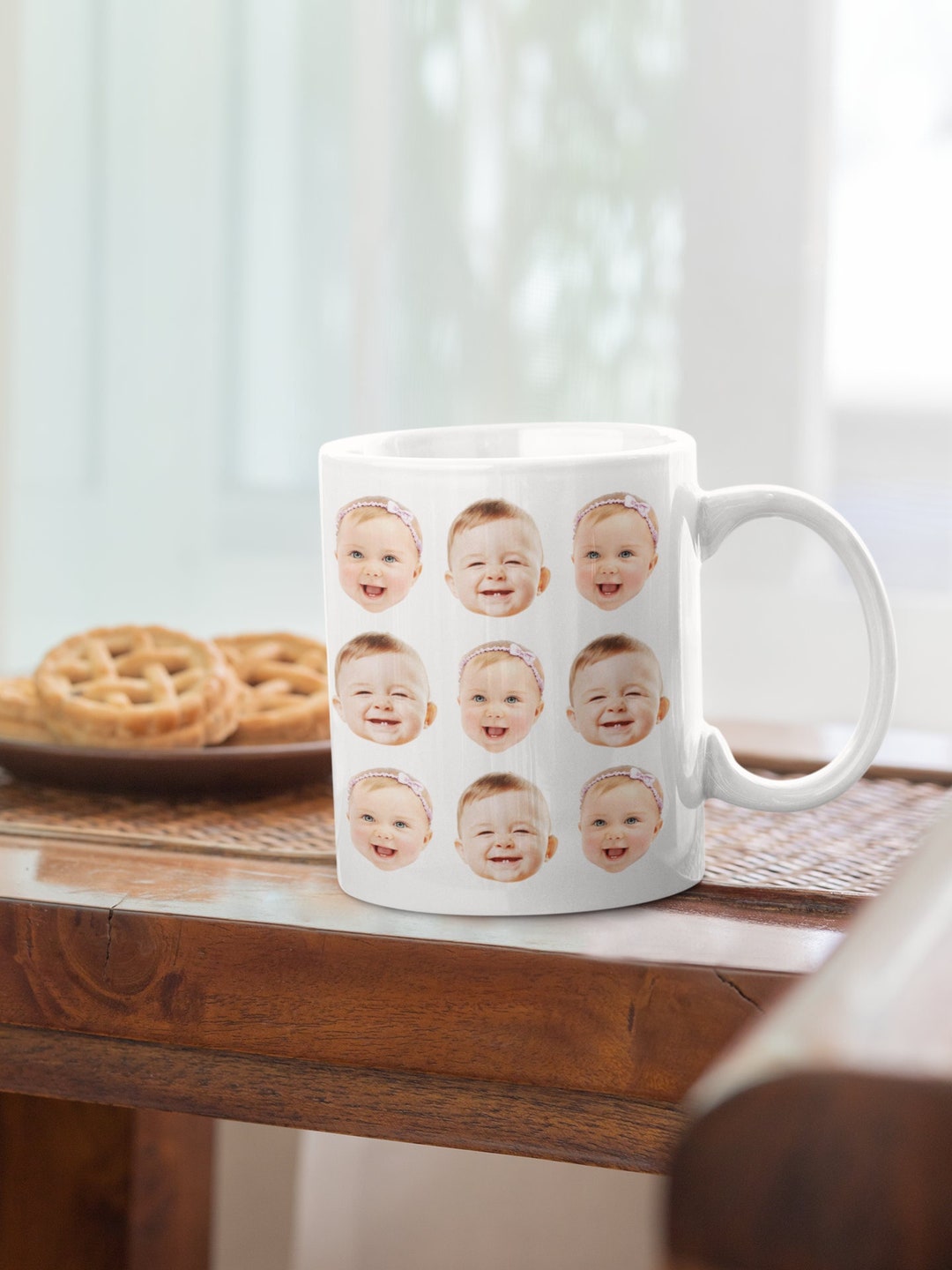 Custom Baby Face Mug, Baby Face Pattern Mug, Grandpa Mug Gift, Dad ...