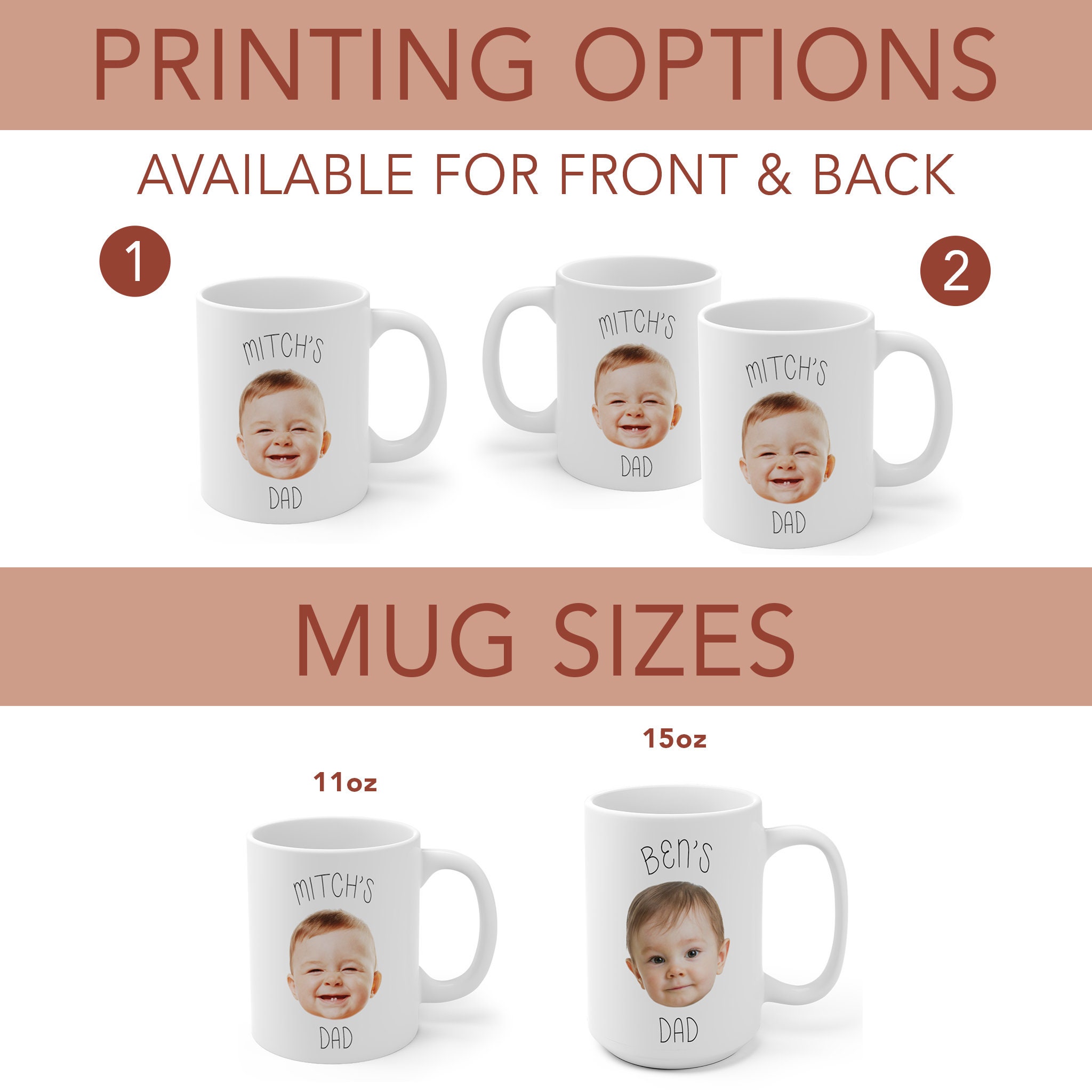 Custom Baby Face Mug, Father Mug Gift, Dad Birthday Gift, Baby Face ...