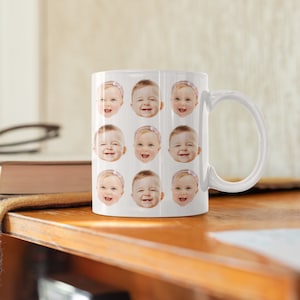 Custom Baby Face Mug, Baby Face Pattern Mug, Grandpa Mug Gift, Dad ...