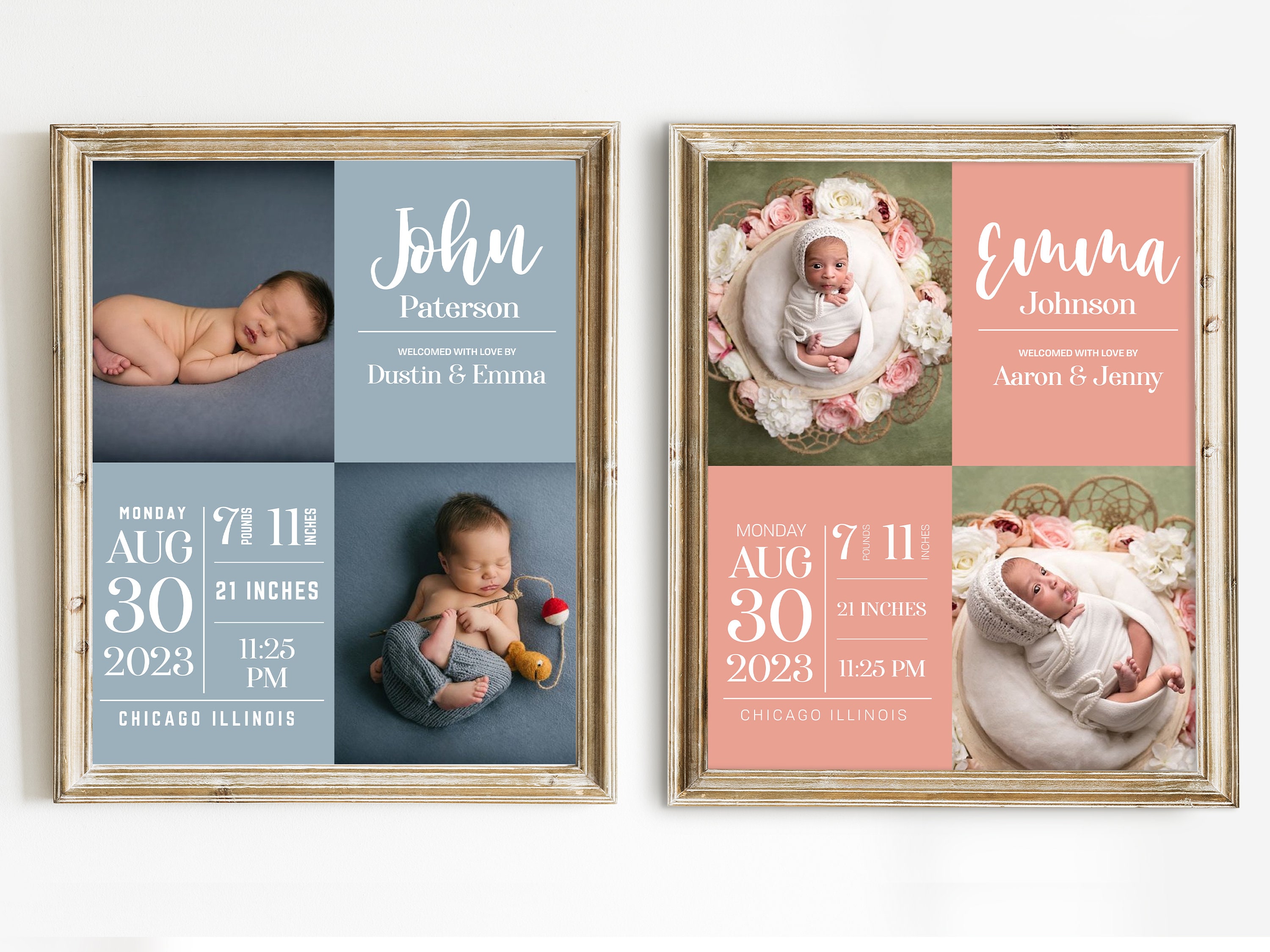 Custom Newborn Announcement Baby Custom Frame Newborn Baby - Etsy