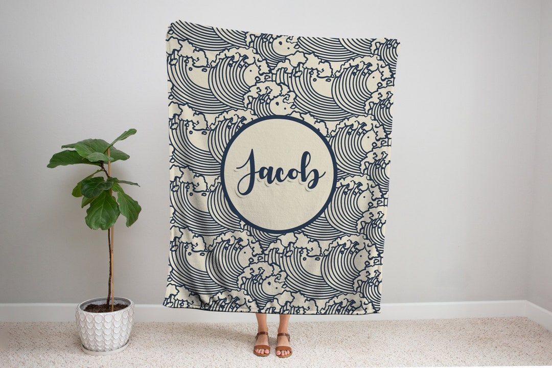 Custom Baby Blanket - Waves Nursery Blanket - Ocean Surf Blanket - Surf ...