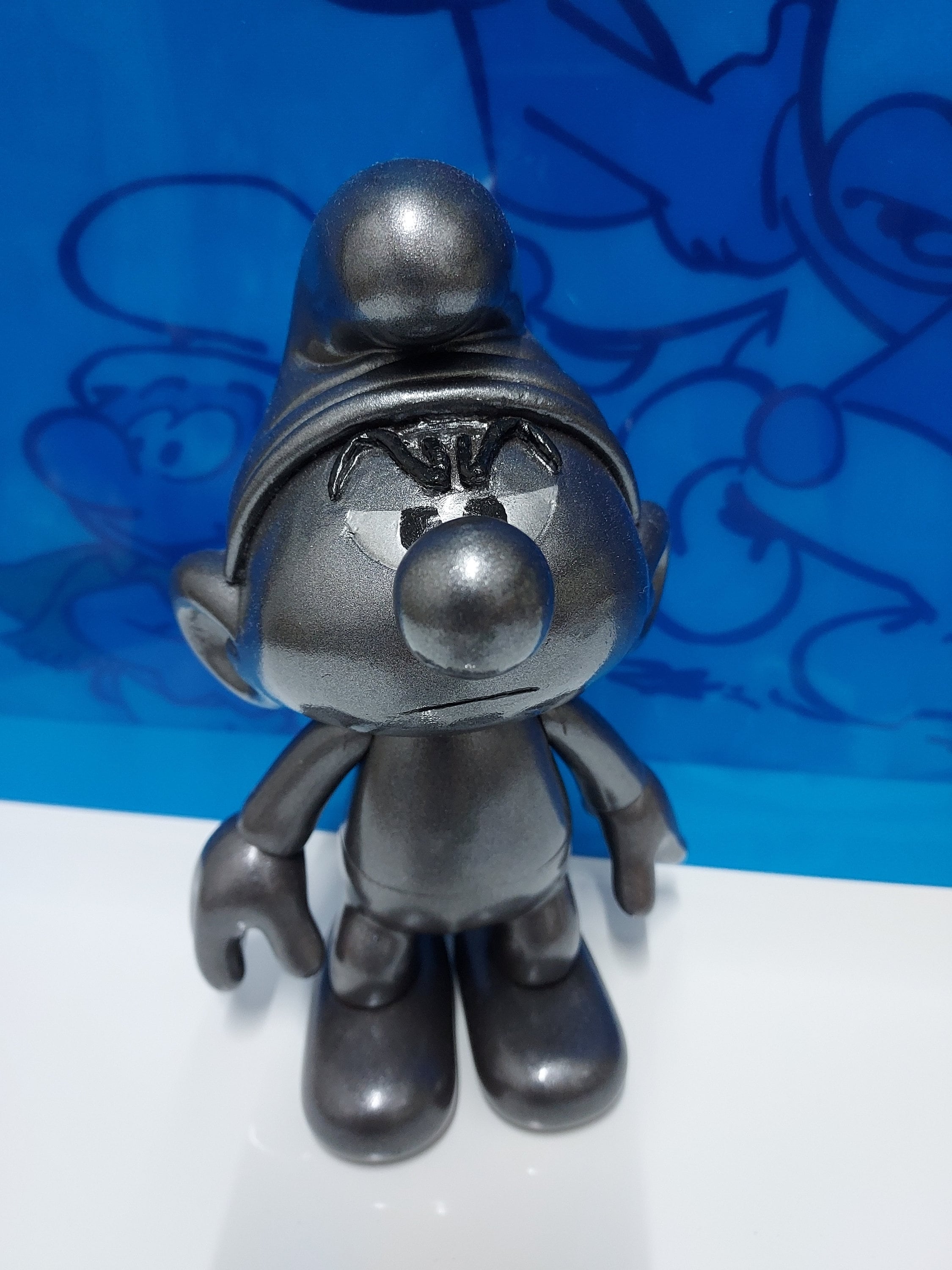 Unicef White Smurf 19cm Global Smurf With Clothes DIY Sliver Black ...