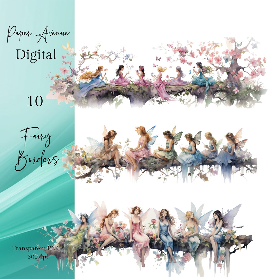 10 X Fairy Frames and Borders Fairies on a Branch Png Files - Etsy