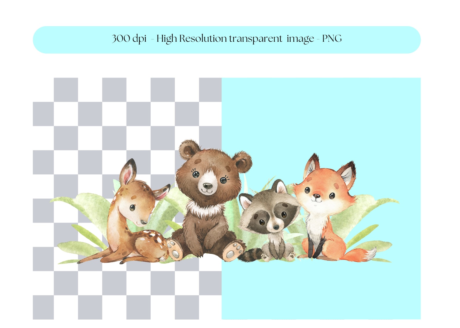 Cute Woodland Animals PNG, Forest Fox, Bear, Deer (digital Download) - Etsy