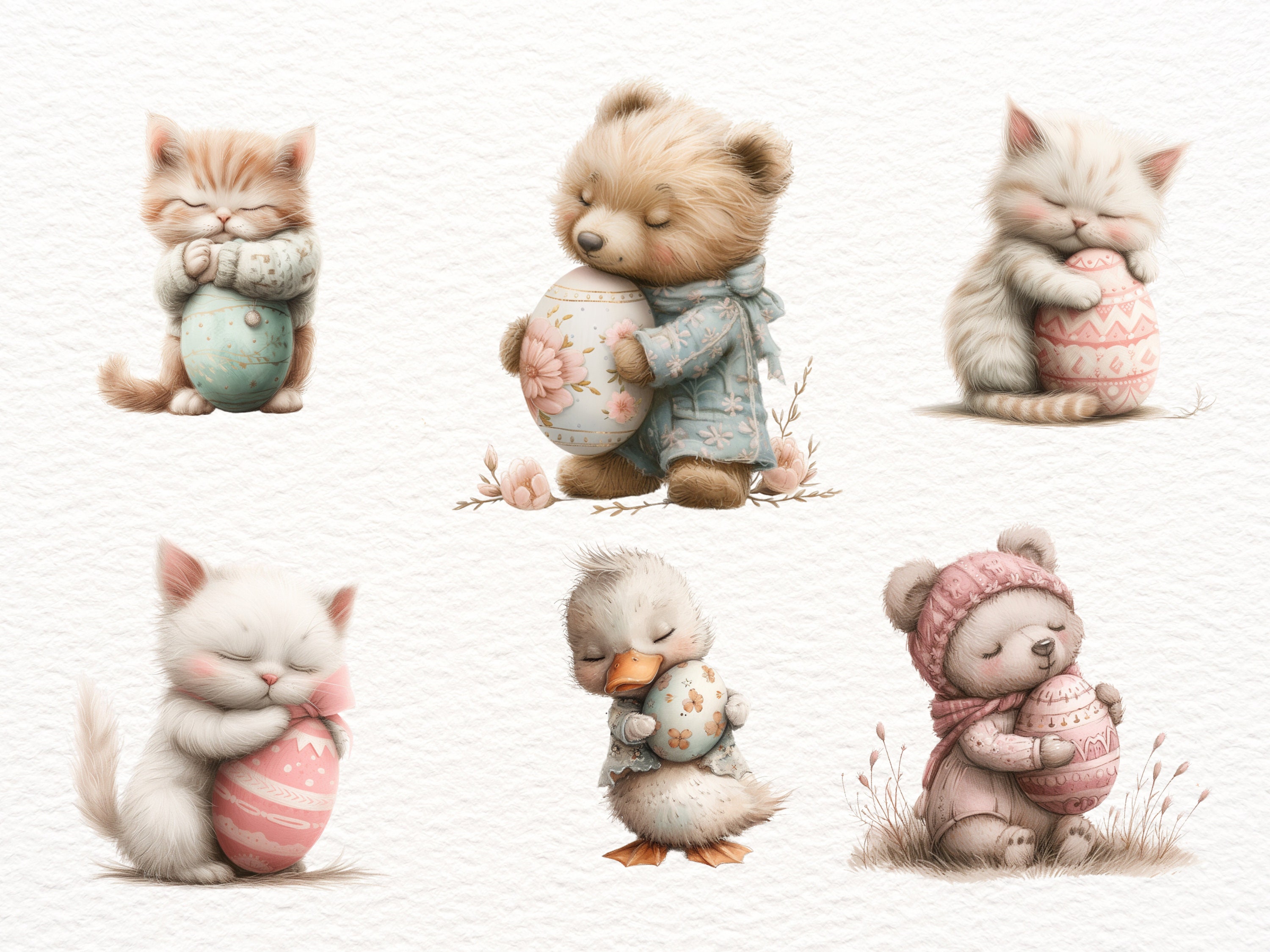 Easter Bunnies Watercolour PNG, Easter Animals Clipart, Cute Animals ...