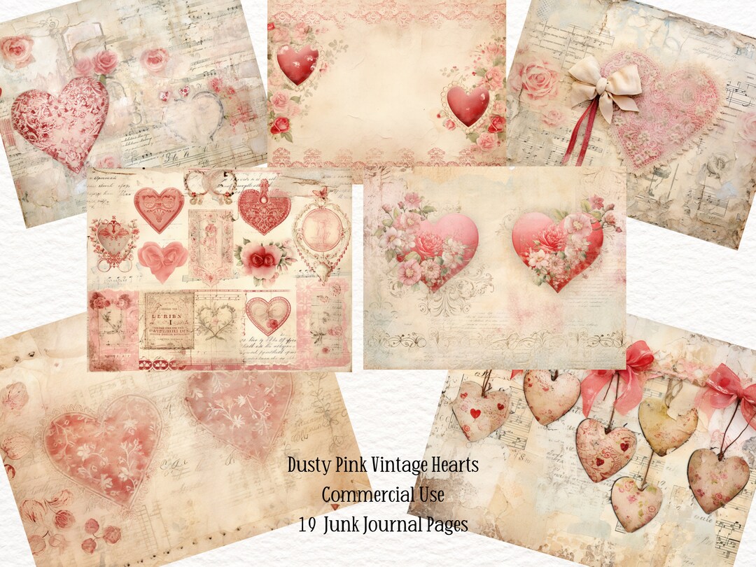 Valentine Papers, Valentine Junk Journal, Valentine Digital Papers ...
