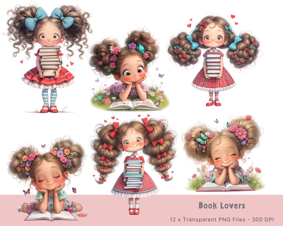 Cute Girls Watercolour Clipart, 12 Whimsical Girls PNG Quirky Girls ...