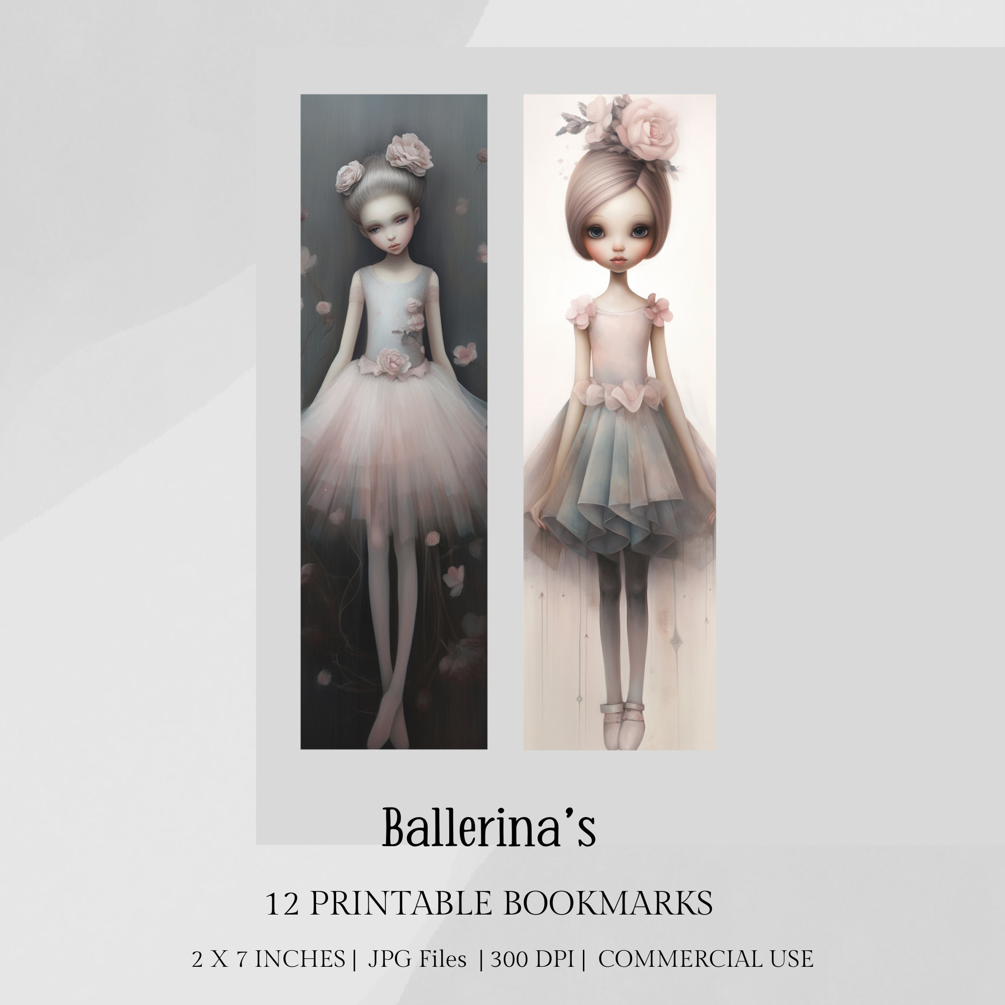 12 Ballerina Printable Bookmarks, Ballerina Bookmark Set, Ballet ...