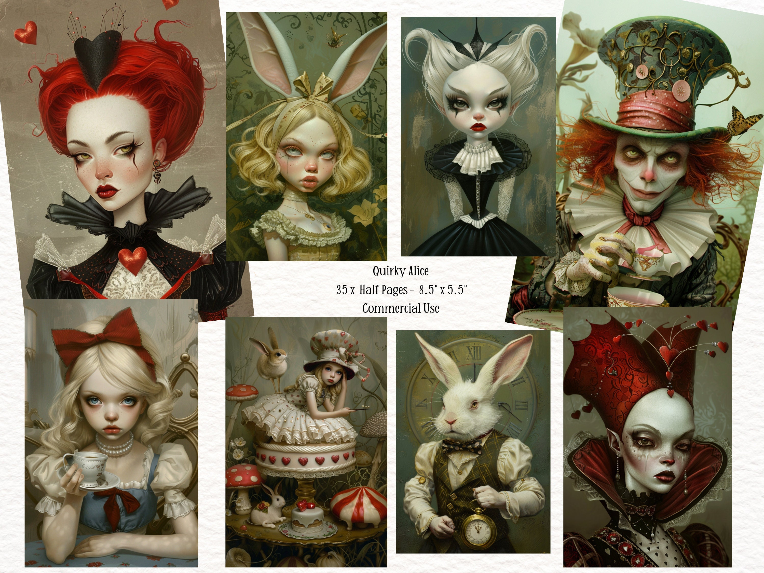 Alice in Wonderland Junk Journaling, 35 Alice Junk Journal Half Pages ...