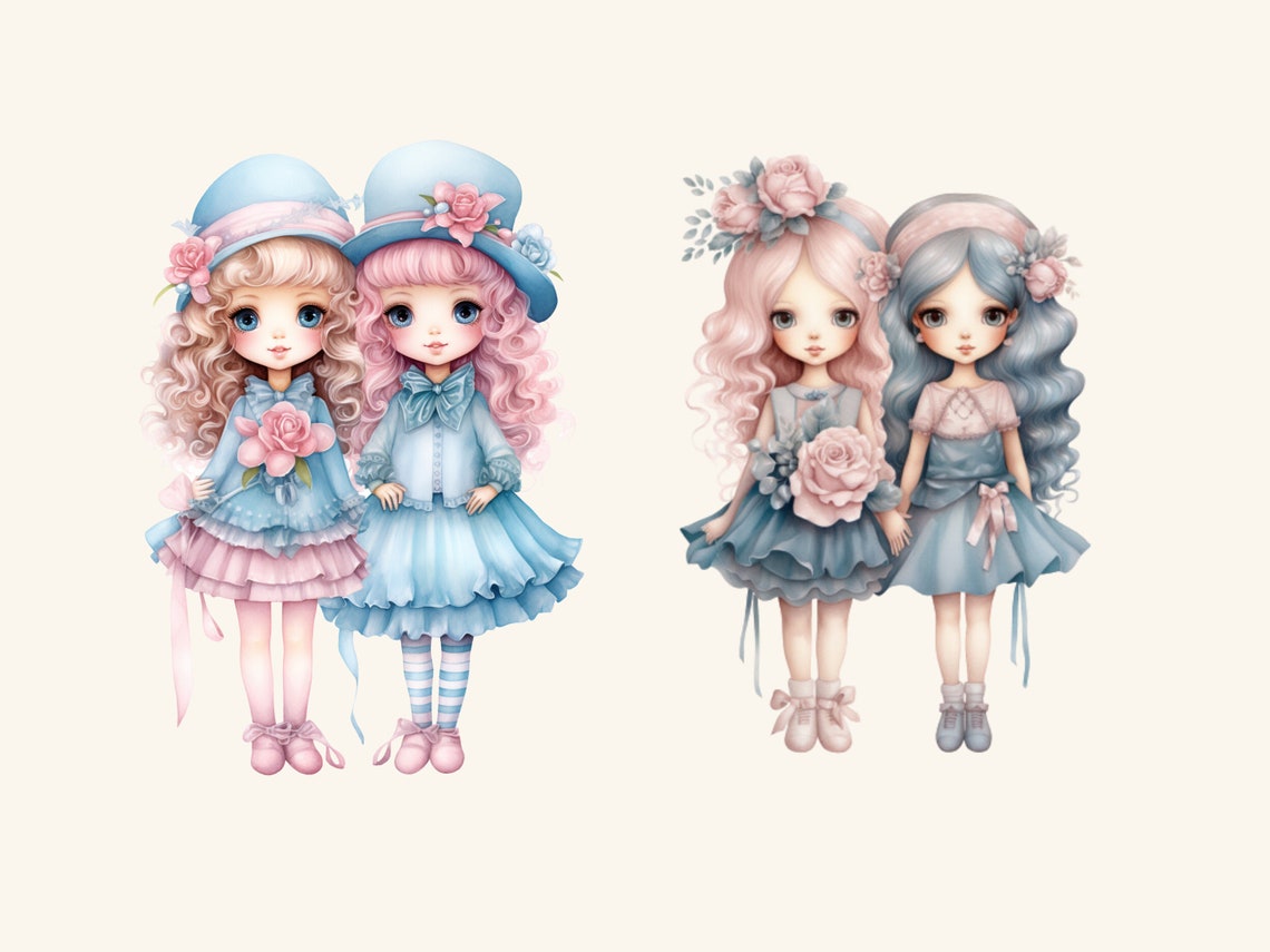 Cute Girls Clip Art Cute Dolls Clip Art Junk Journals - Etsy