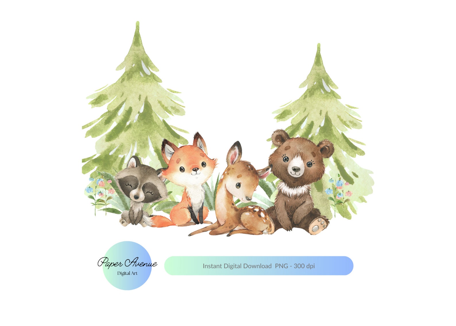 Woodland Animals PNG Design Cute Woodland Animals PNG Fox Png - Etsy