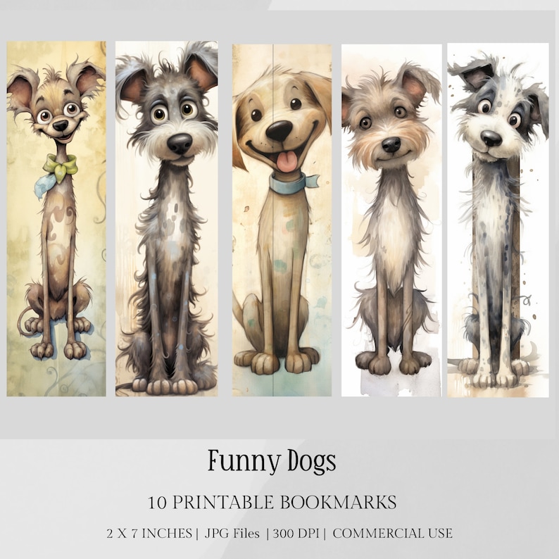 Funny Dogs Printable Bookmarks, Cute Animal Set (digital Download) - Etsy