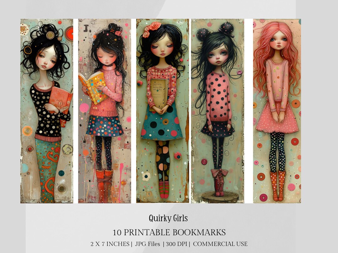 10 Quirky Girls Printable Bookmarks,reading Bookmark Set,i Love to Read ...