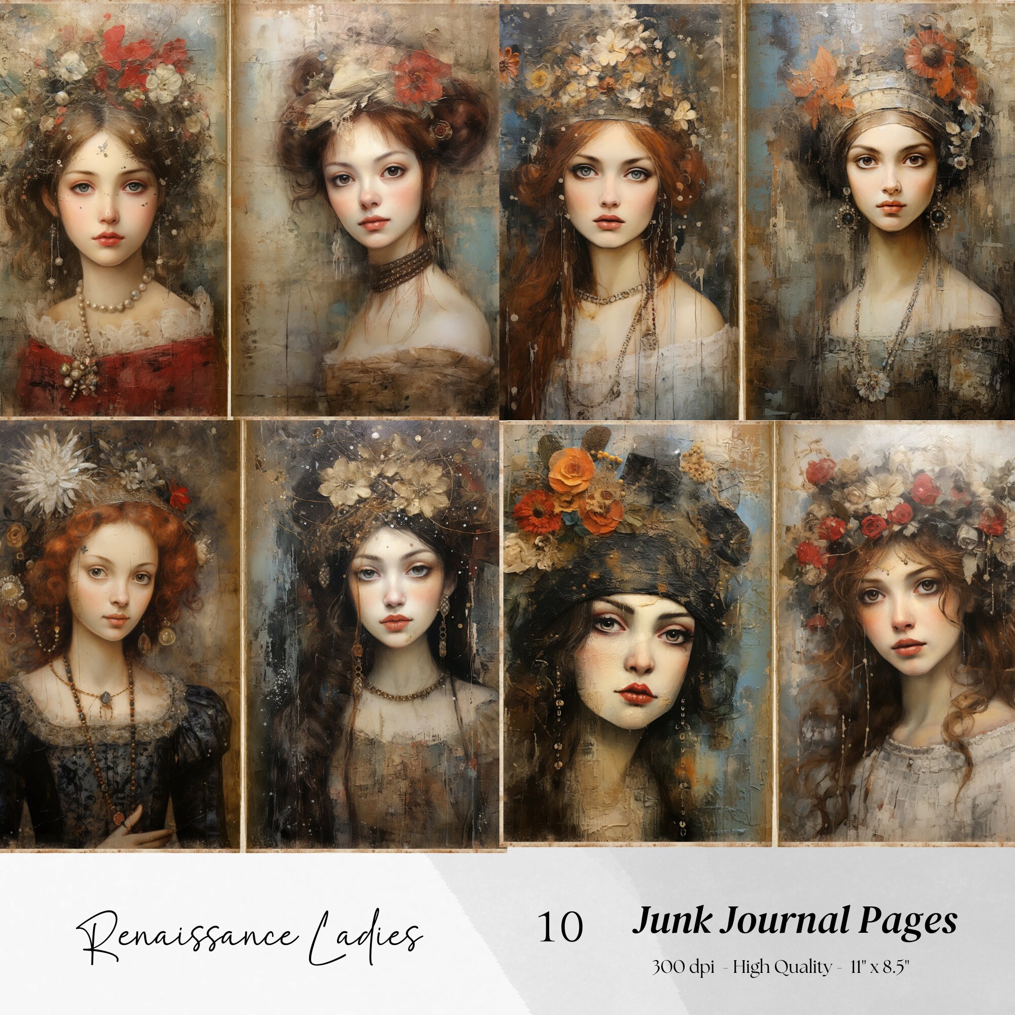 Vintage Women Junk Journal Pages, Renaissance Ephemera, Victorian Women ...