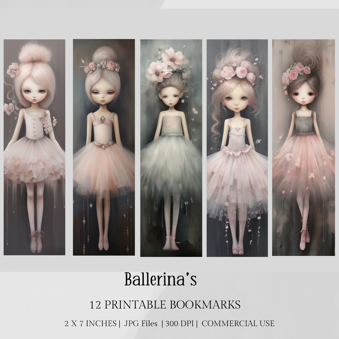 12 Ballerina Printable Bookmarks, Ballerina Bookmark Set, Ballet ...