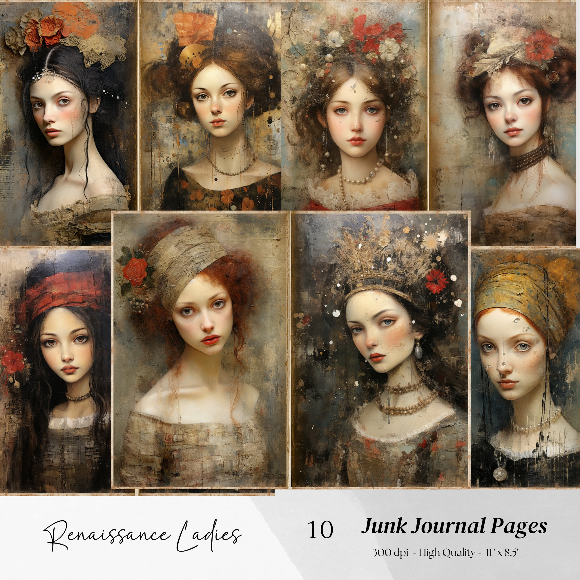 Vintage Women Junk Journal Pages, Renaissance Ephemera, Victorian Women ...