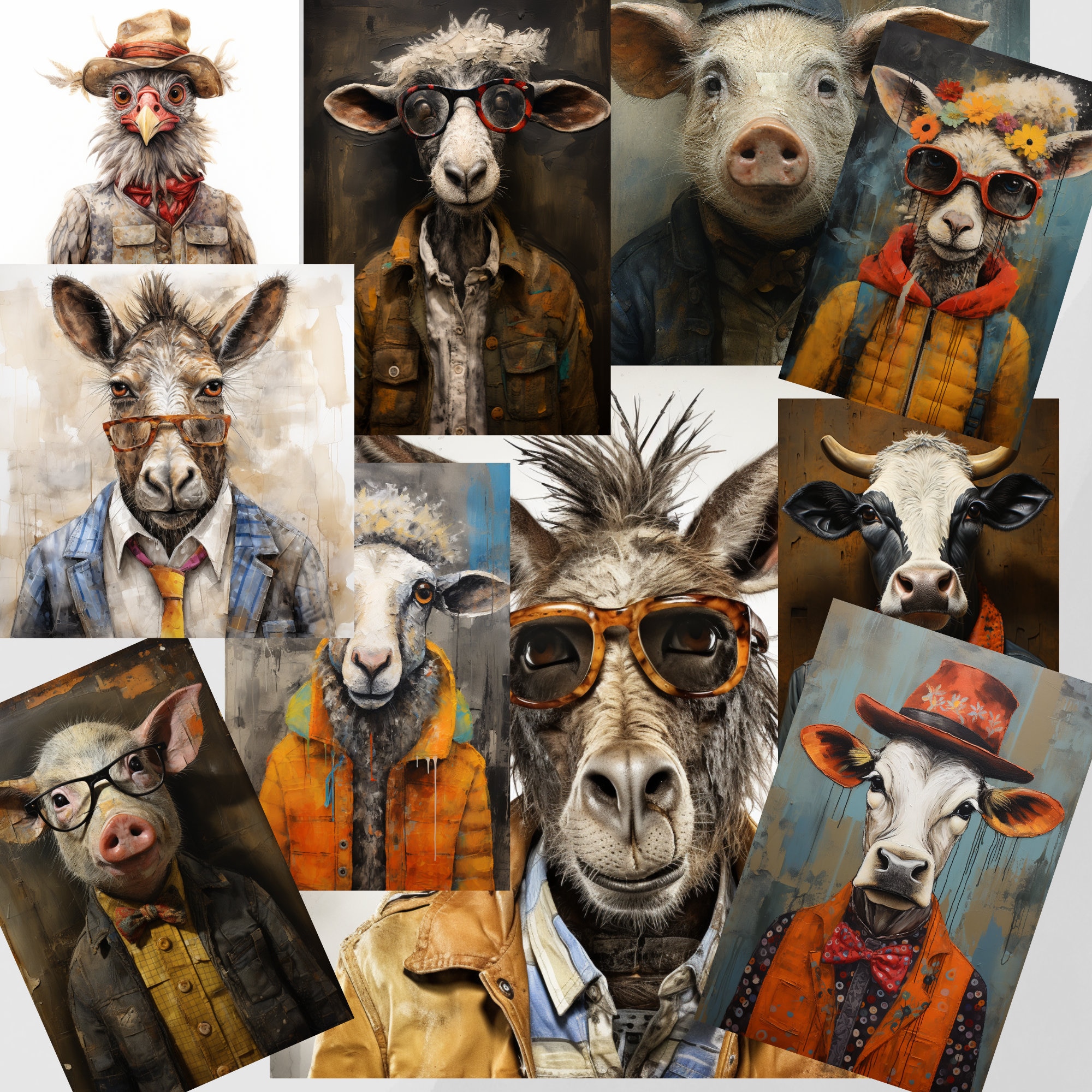 Funny Farmyard Clipart, Quirky Farm Animals Clipart, Funny Animals ...