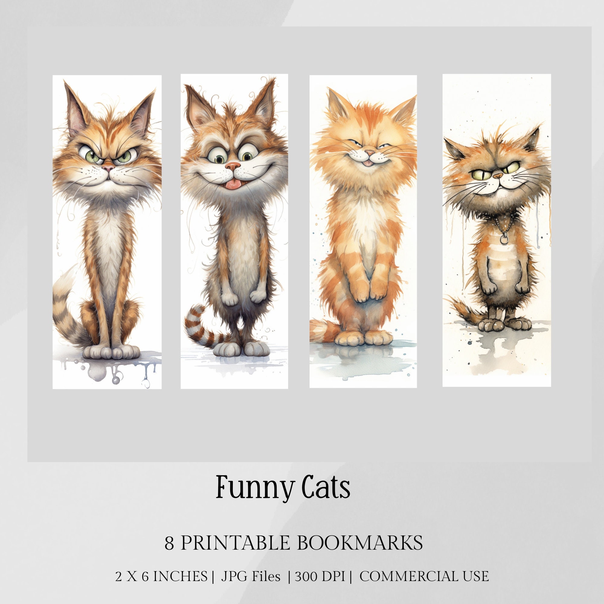 Cats Bookmarks, Cats Printable Bookmarks, Funny Cats Printable ...