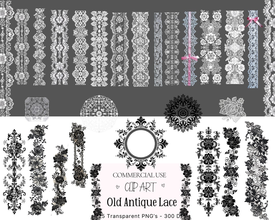 25 White and Black Lace Overlays Borders Frames Images PNG Transparent ...