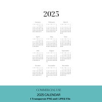 2025 Calendar PNG SVG JPG - Transparent Background Clip Art - Instant ...