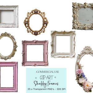 Vintage Shabby Chic Frames Clipart Bundle, Vintage Watercolour Frames ...