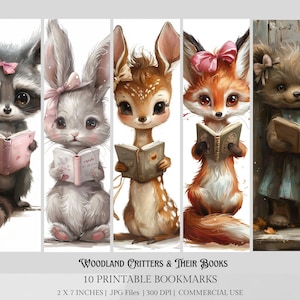 10 Woodland Printable Bookmarks, Reading Bookmark Set, Woodland Animals ...