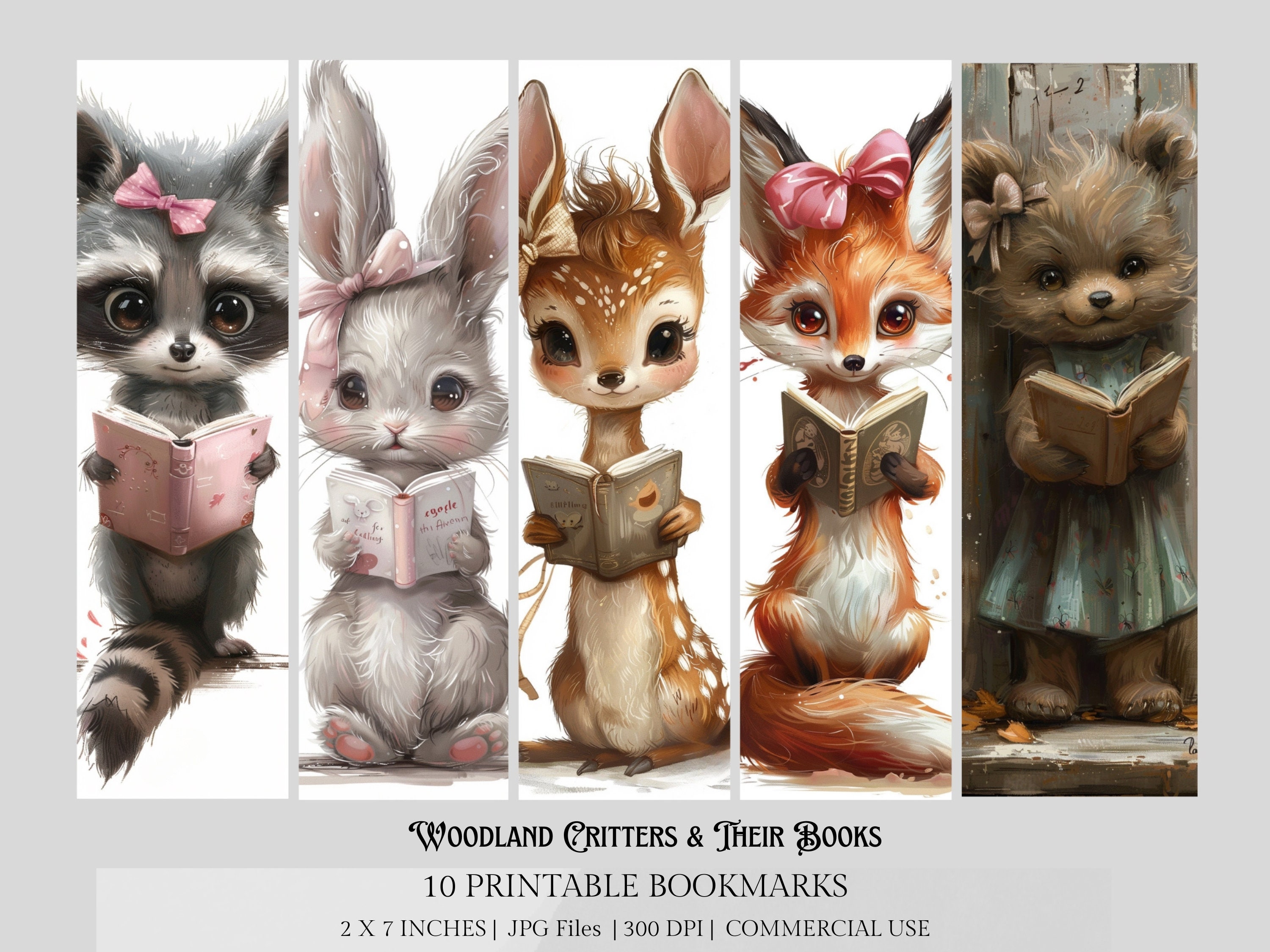 10 Woodland Printable Bookmarks, Reading Bookmark Set, Woodland Animals ...