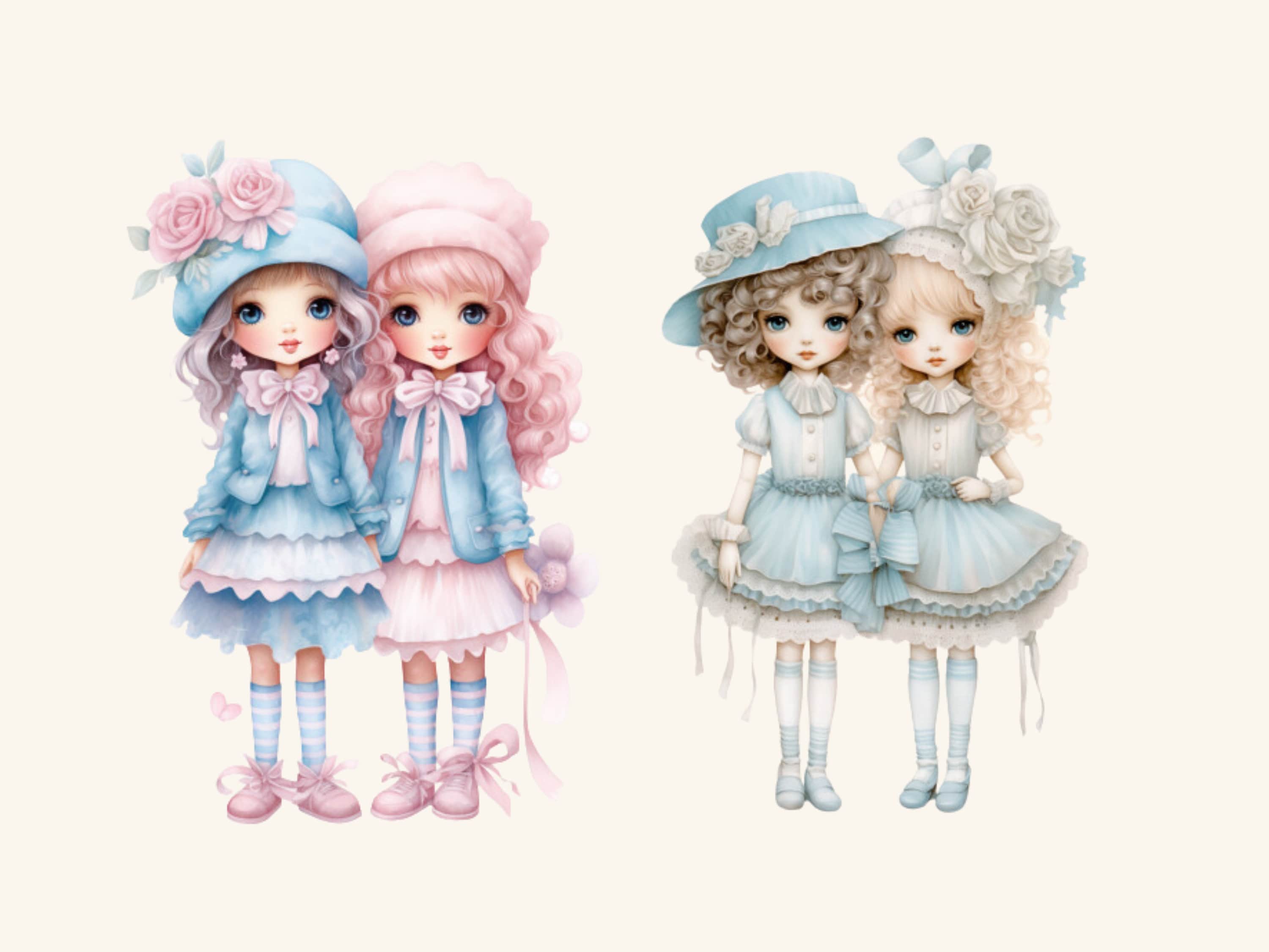 Cute Girls Clip Art Cute Dolls Clip Art Junk Journals - Etsy