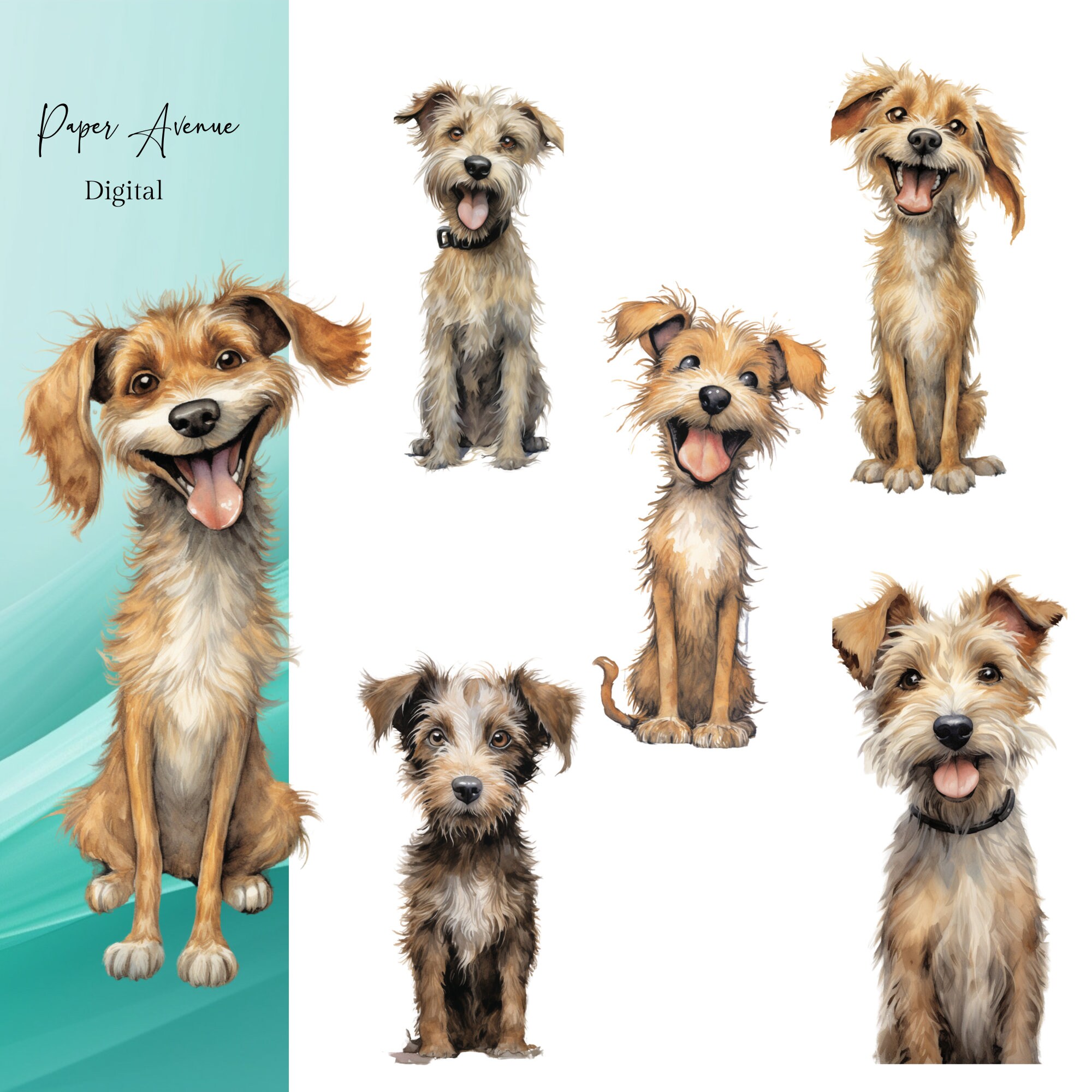 Funny Dog Clipart Bundle, Cute Dogs PNG, Cute Animals Clipart 12 High ...