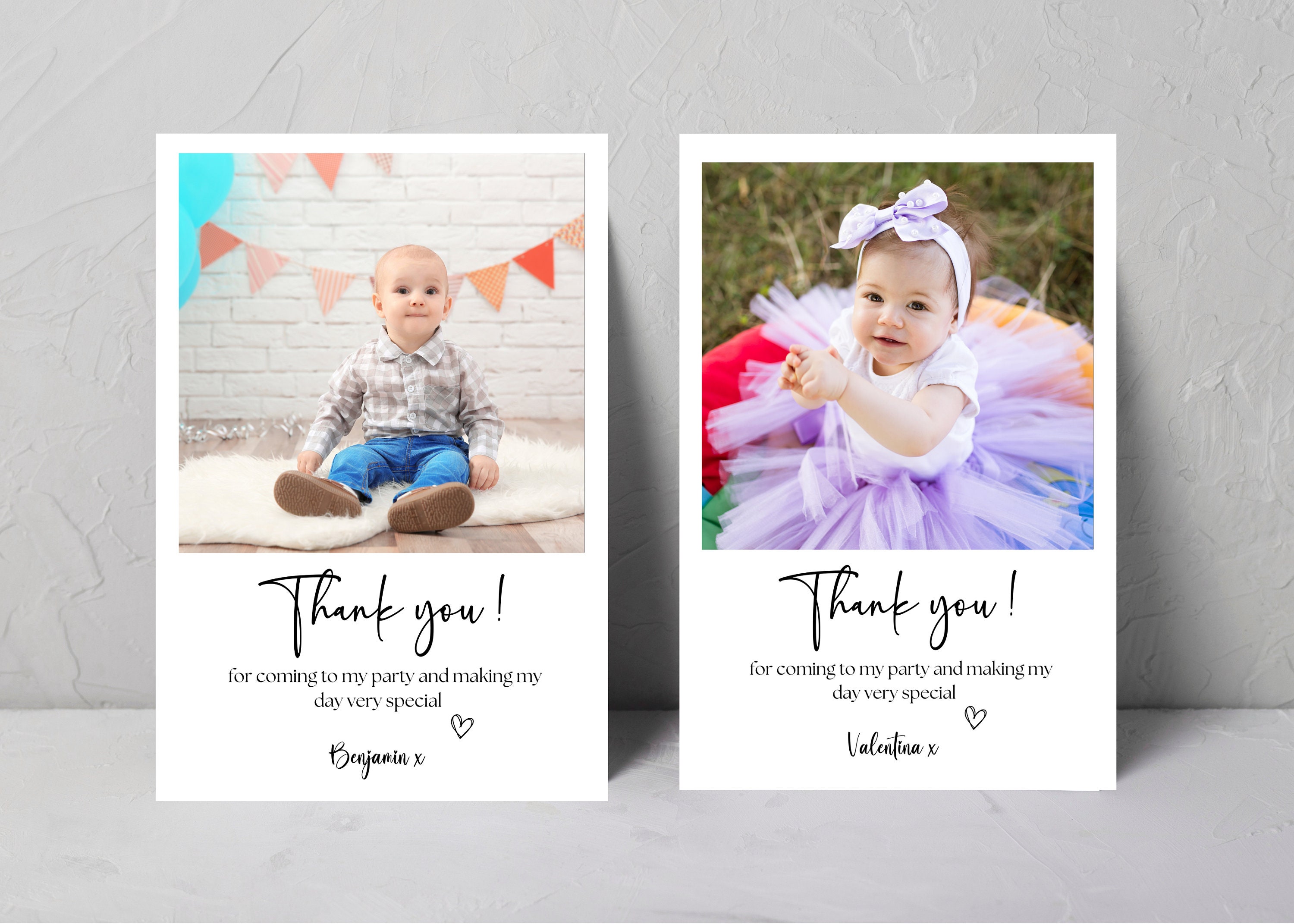 Birthday Party Thank You Photo Card, Modern Photo Thank You Card ...