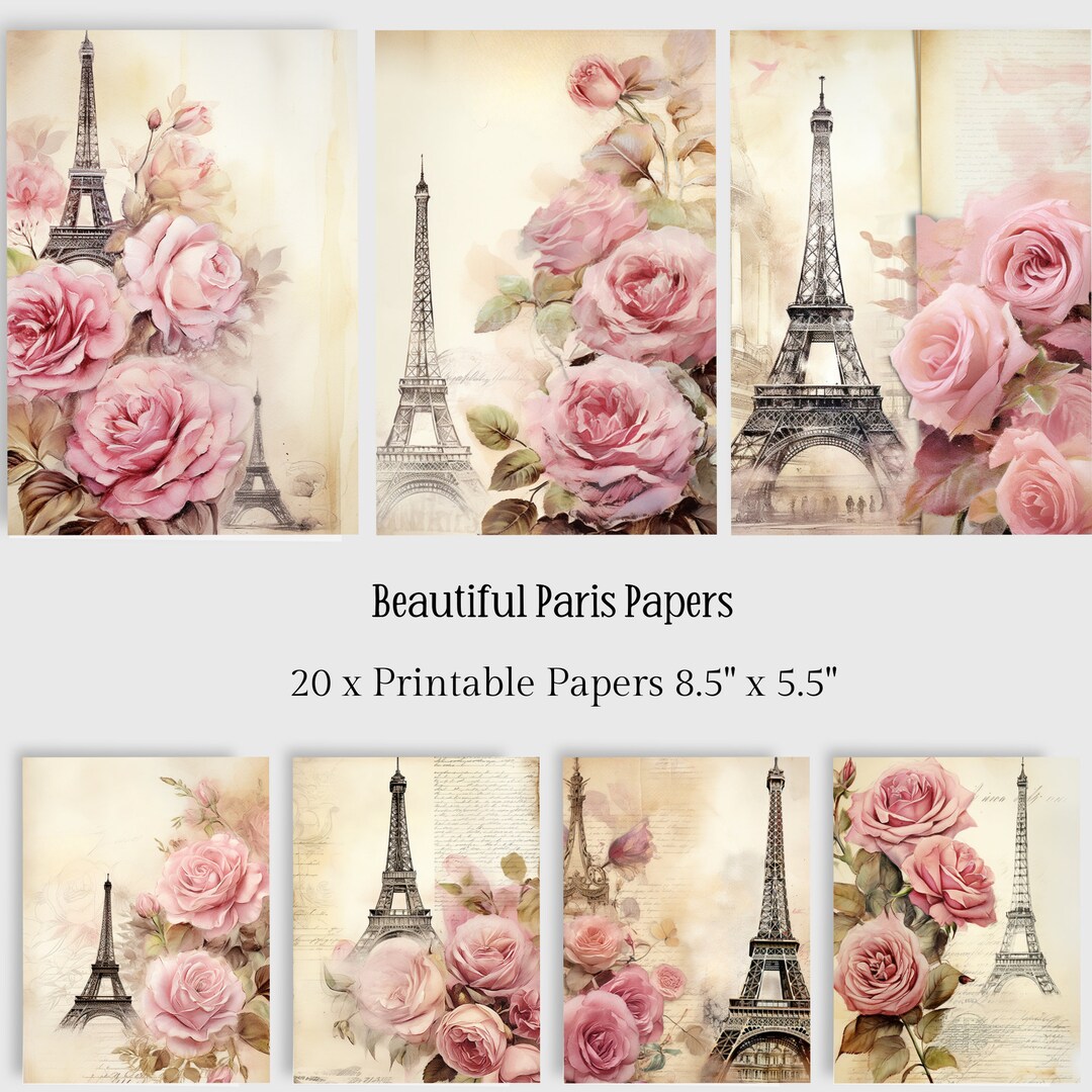 Paris Digital Papers, Parisfloral Scrapbook Paper, Paris Junk Journal ...