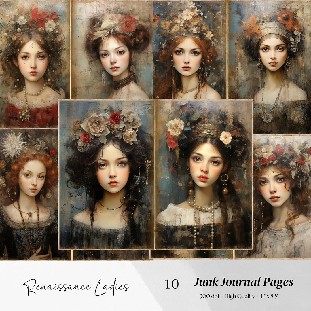Vintage Women Junk Journal Pages, Renaissance Ephemera, Victorian Women ...