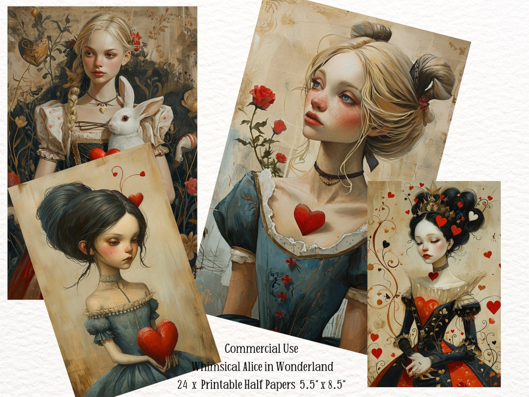 Alice in Wonderland Junk Journaling, 24 Alice Junk Journal Half Pages ...