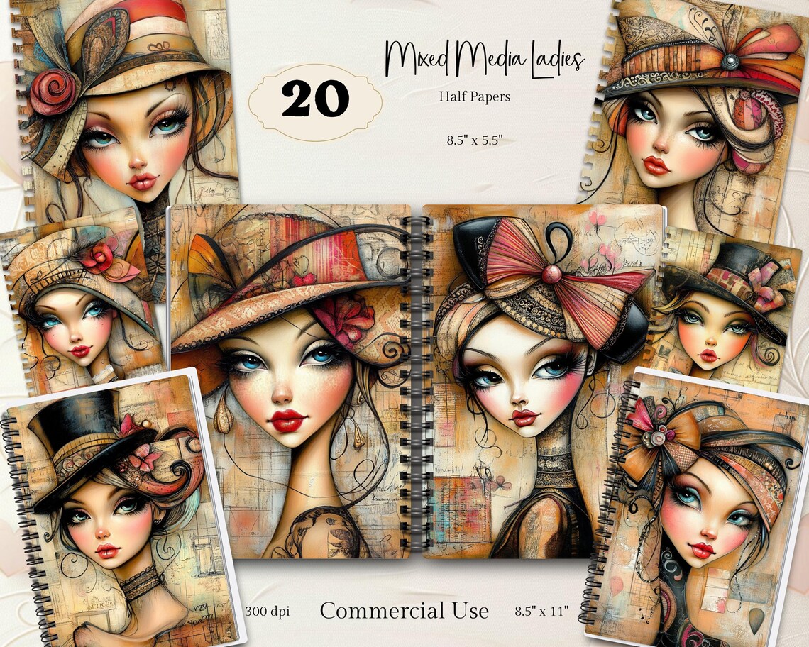 Whimsical Girls Junk Journal Pages, Whimsical Ephemera, Collage Kit ...