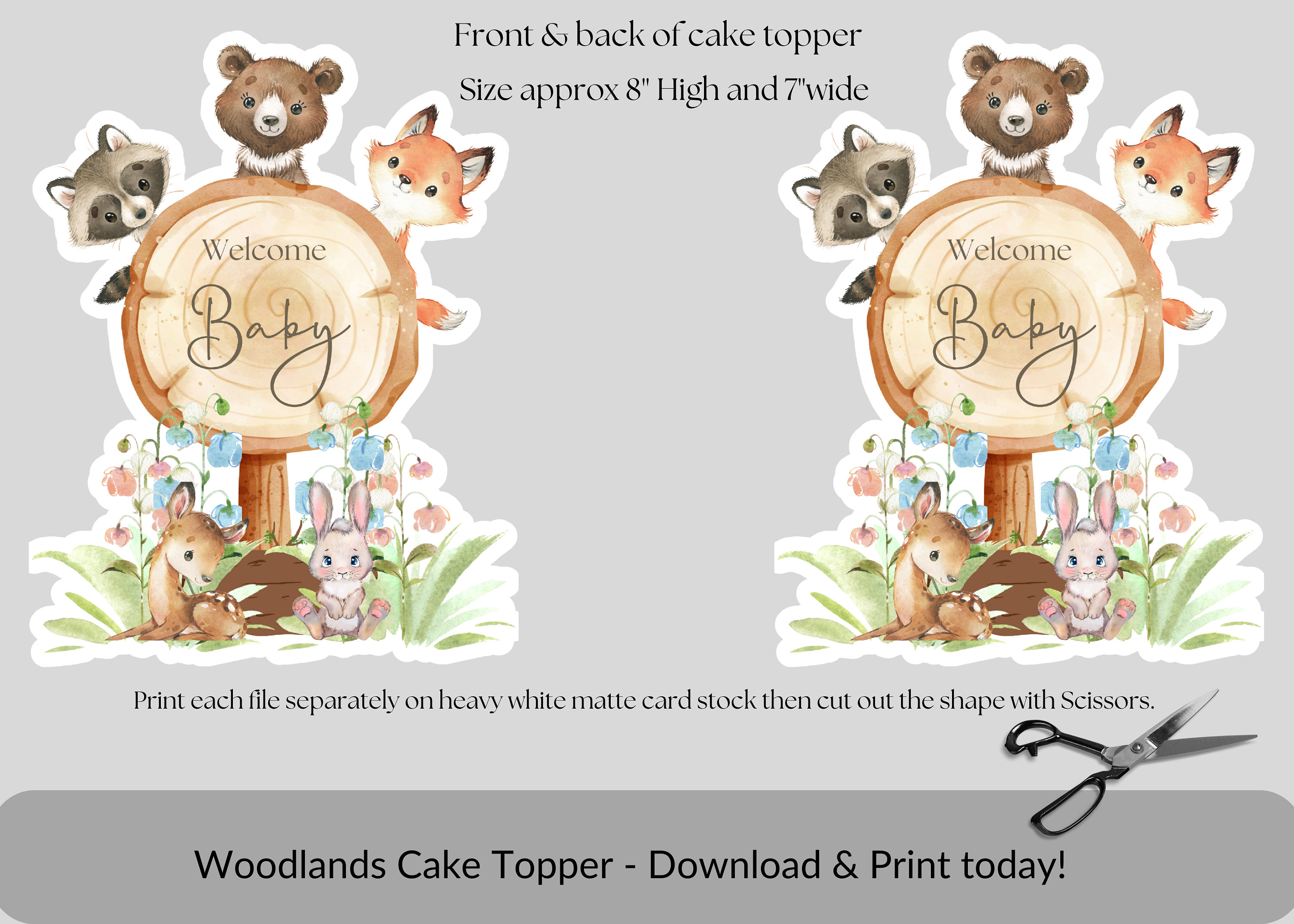 Woodland Animals Baby Shower Cake Topper Forest Animals Cake - Etsy