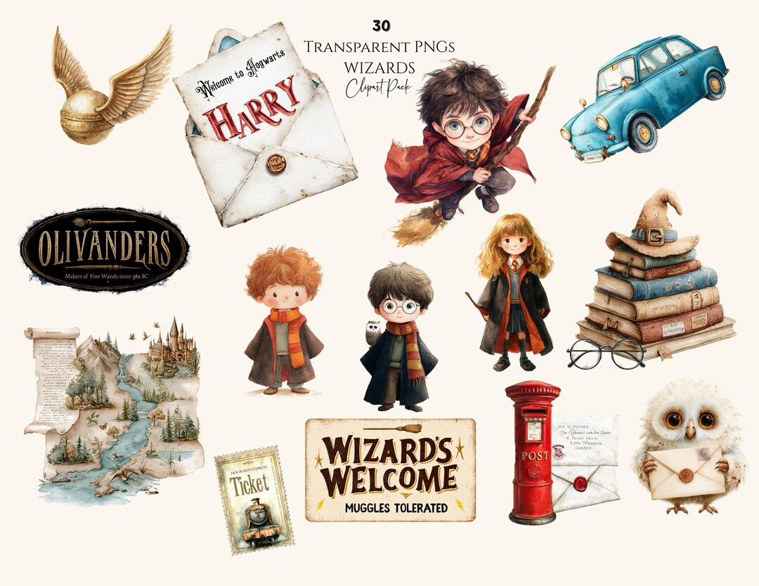 Watercolour Wizard School Clipart 30 Transparent PNG Watercolour ...