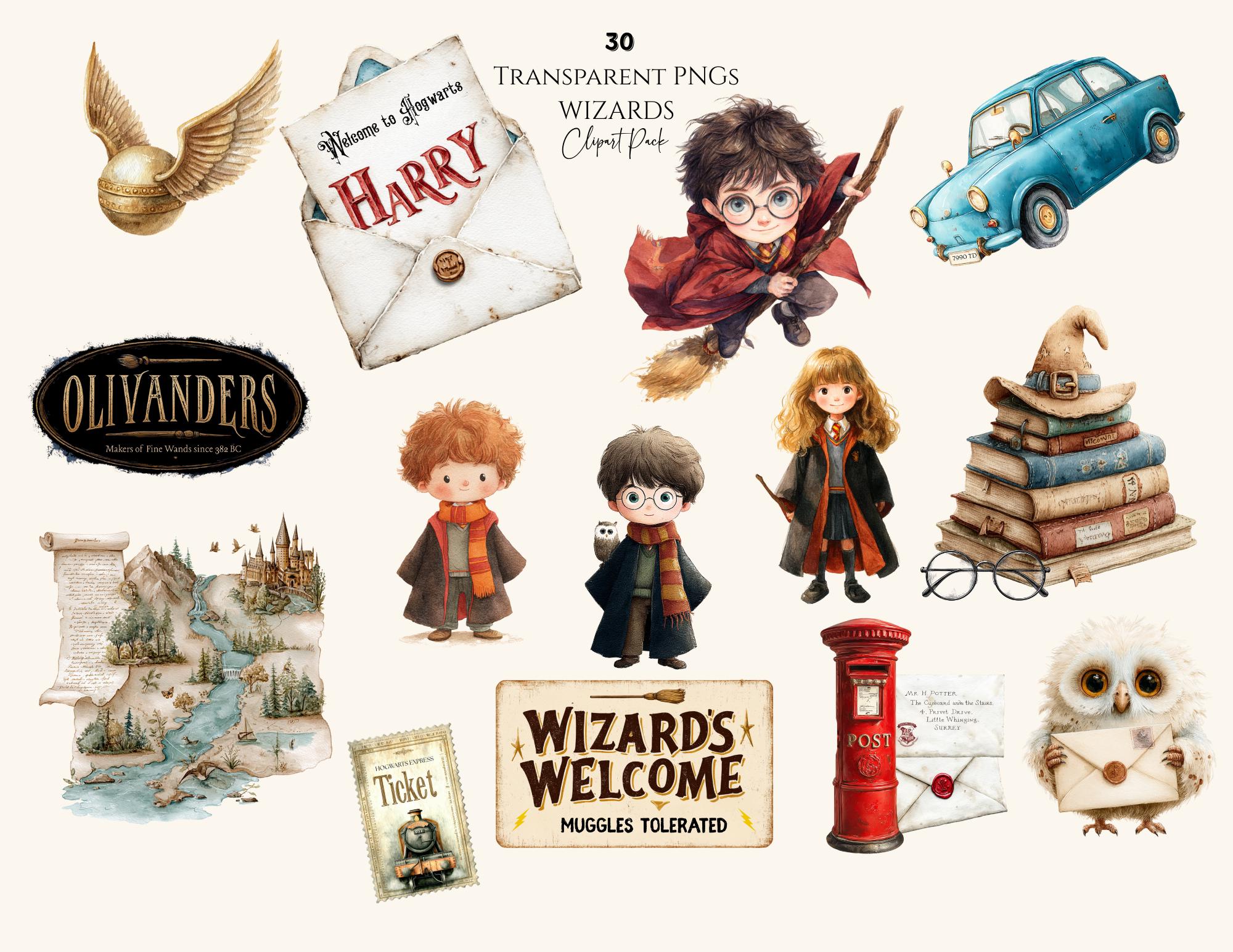 Watercolour Wizard School Clipart 30 Transparent PNG Watercolour ...