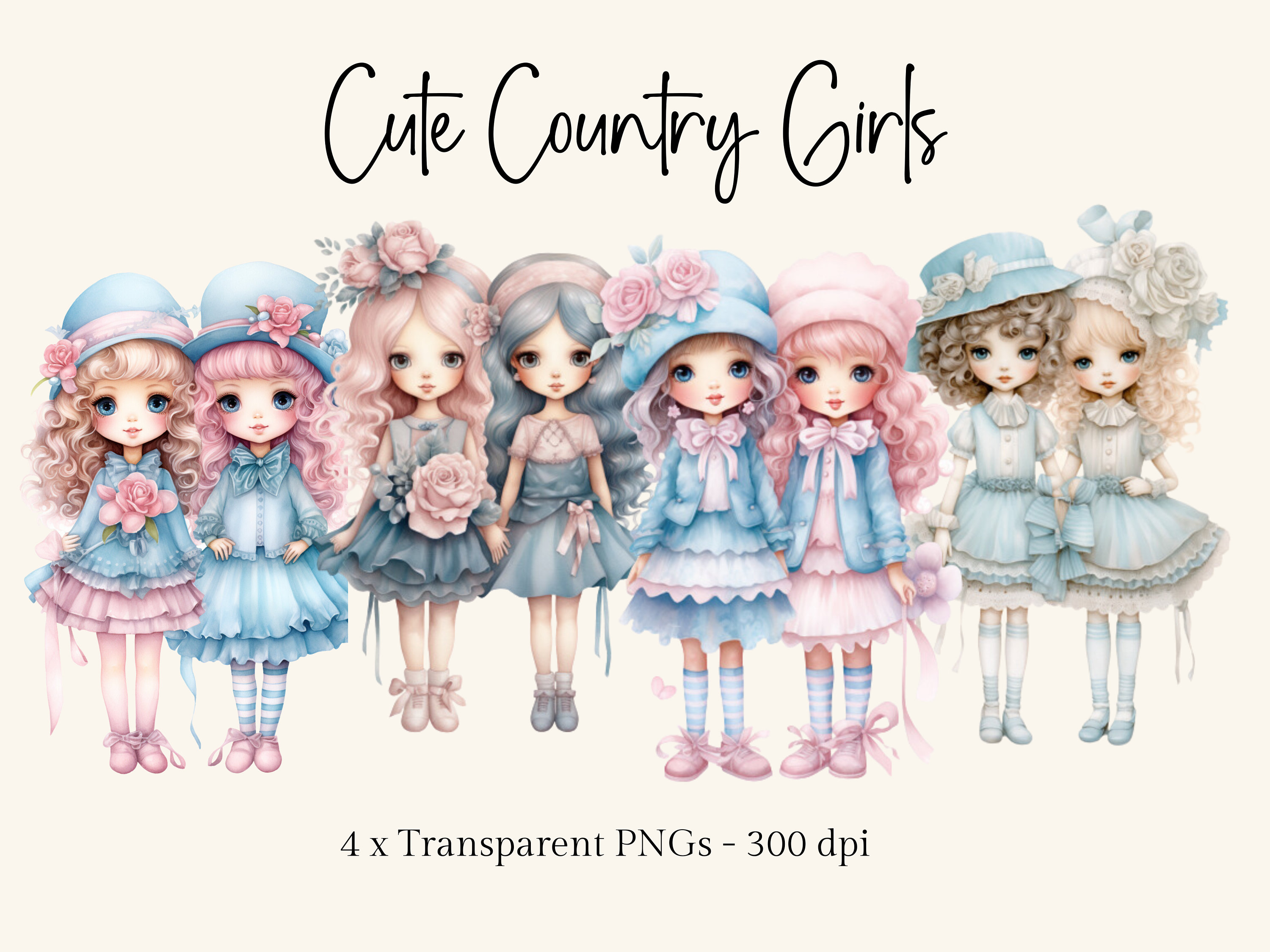 Cute Girls Clip Art Cute Dolls Clip Art Junk Journals - Etsy