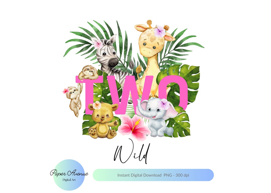 Two Wild PNG, Safari Jungle Sublimation, 2nd Second Birthday Girl ... Two Wild PNG, Safari Jungle Sublimation, 2nd Second Birthday Girl ...
