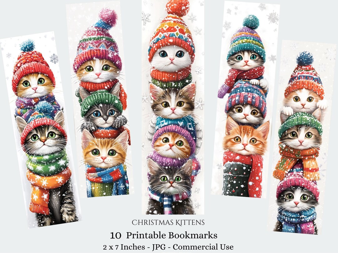 Christmas Cats Bookmarks, Cats Bookmarks Cats Fussy Cuts, Cats Junk ...
