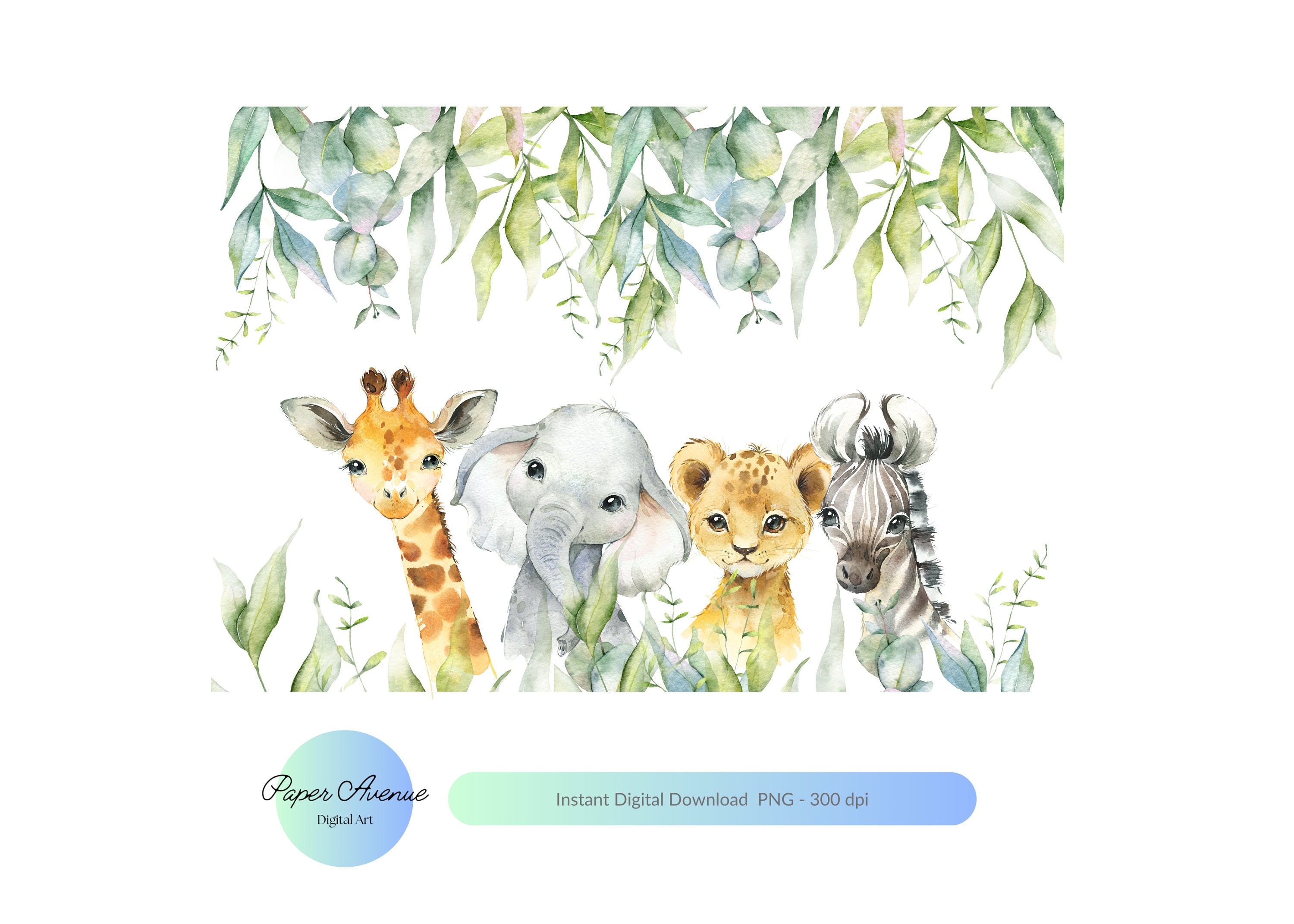Baby Safari Animals Border