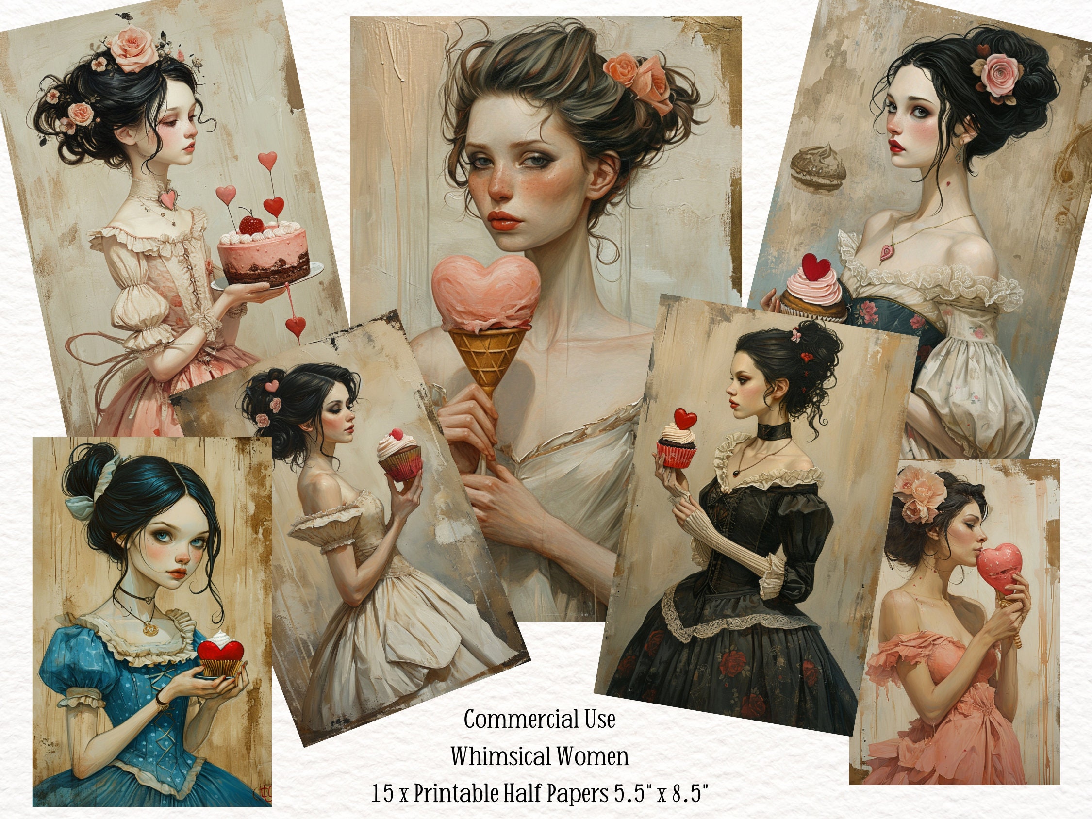 Whimsical Girls Junk Journal Pages, Whimsical Ephemera, Quirky Junk ...