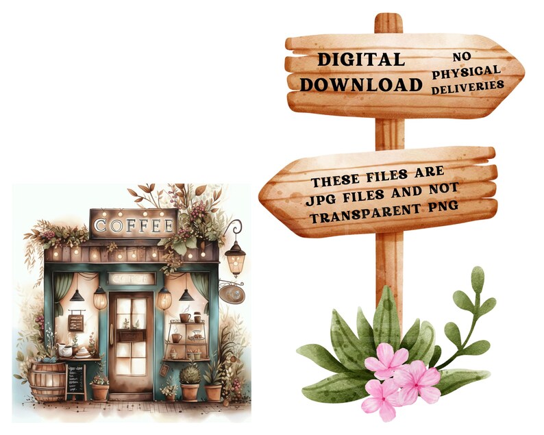 Coffee Shop Clip Art, Village Coffee Shop Printable Images, Coffee Bar ...