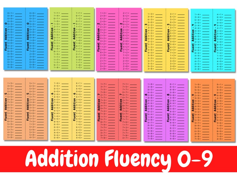 Addition Fluency Addition Worksheets for Kindergarten Math - Etsy