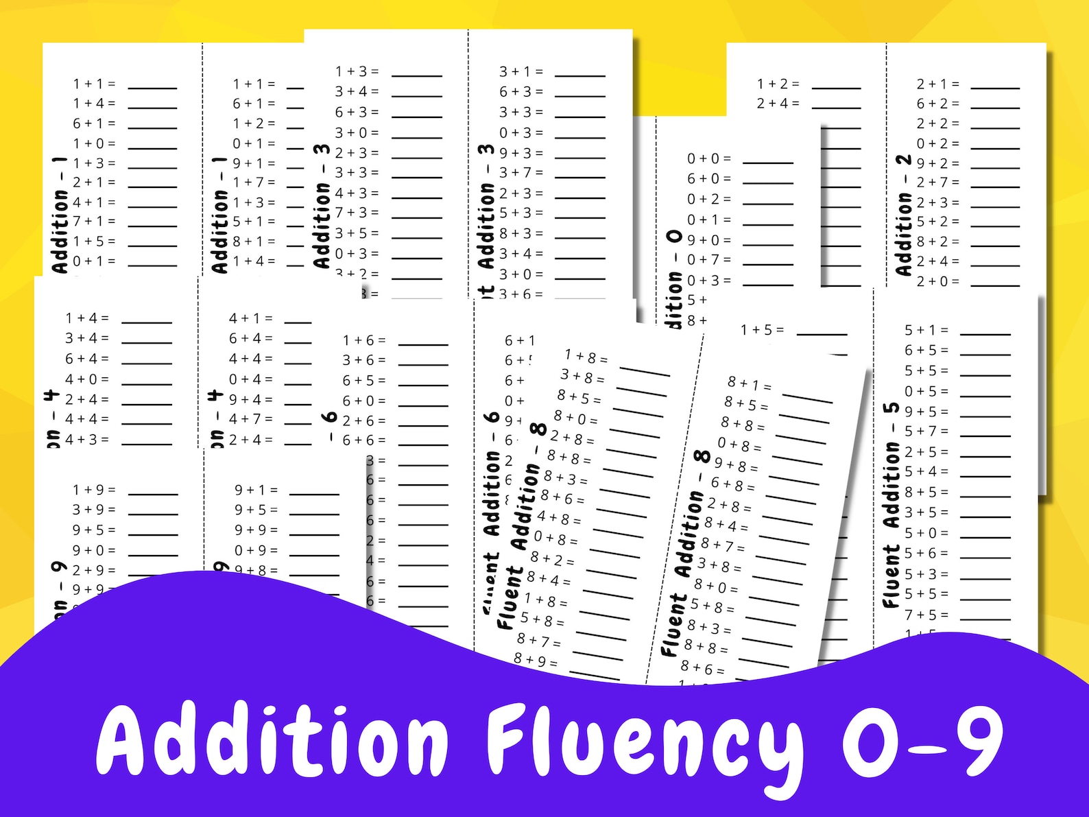 Addition Fluency, Addition Worksheets for Kindergarten, Math Fluency ...