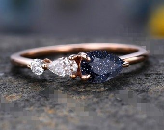 Blue Sandstone Wedding Ring - Etsy