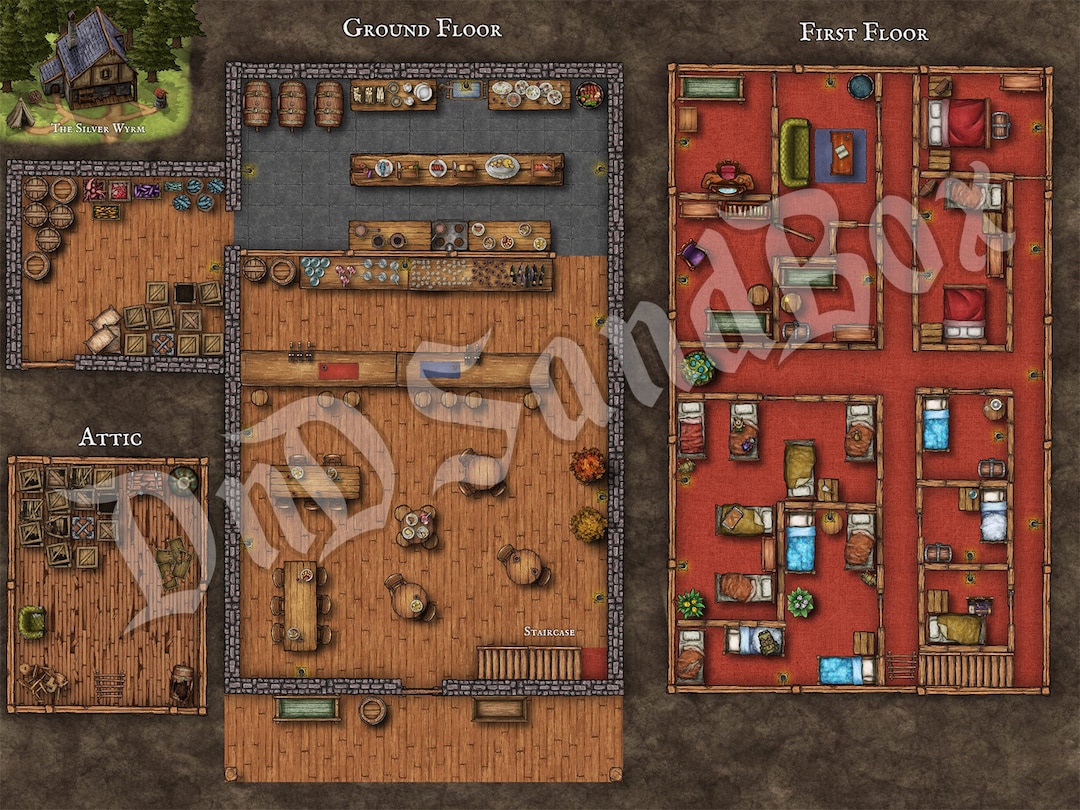 The Silver Wyrm Tavern - Dnd Digital Map - Etsy Canada