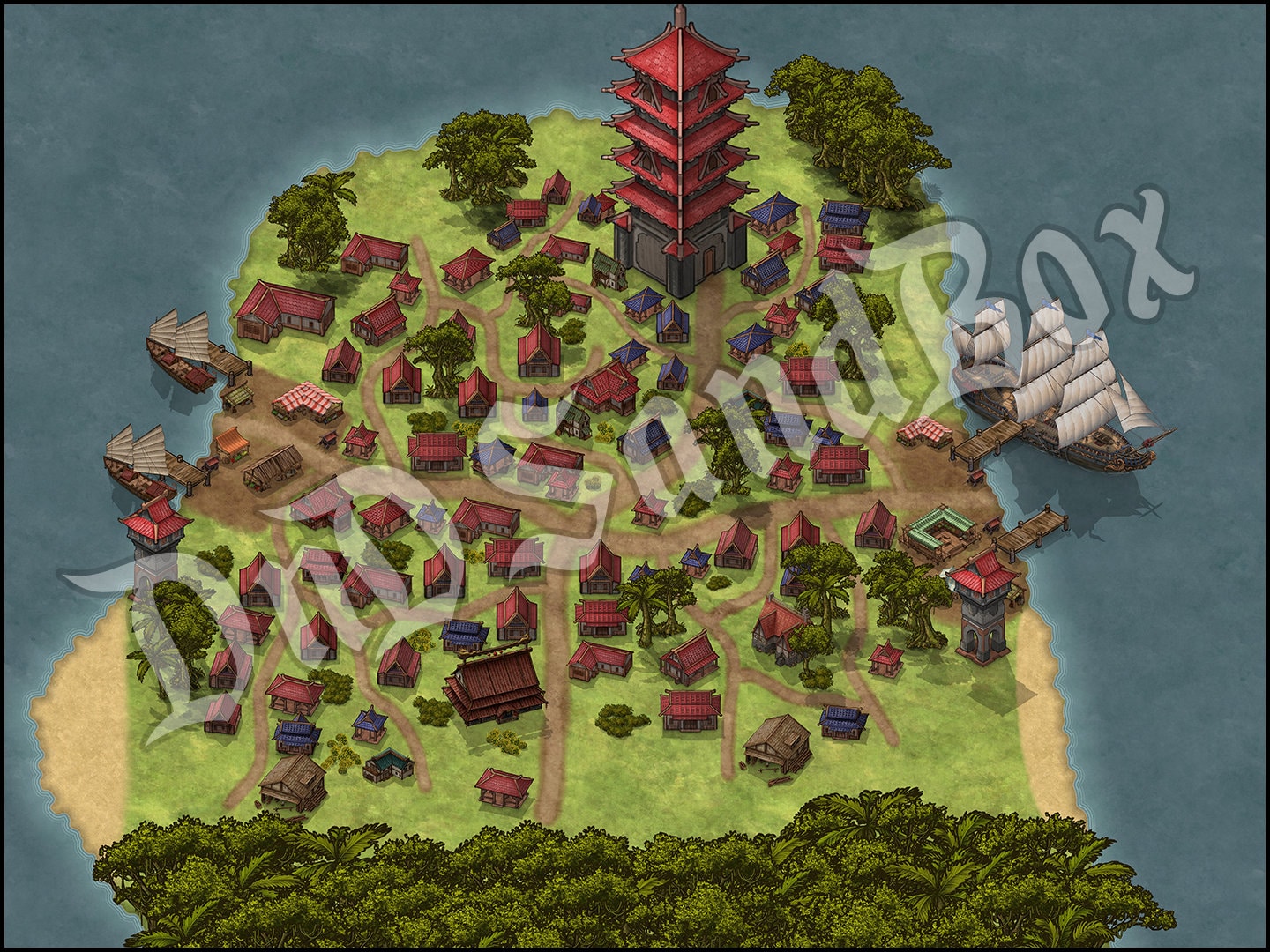 Town Map Double Pack - Dnd Digital Maps - Roll20 Dungeons and Dragons ...