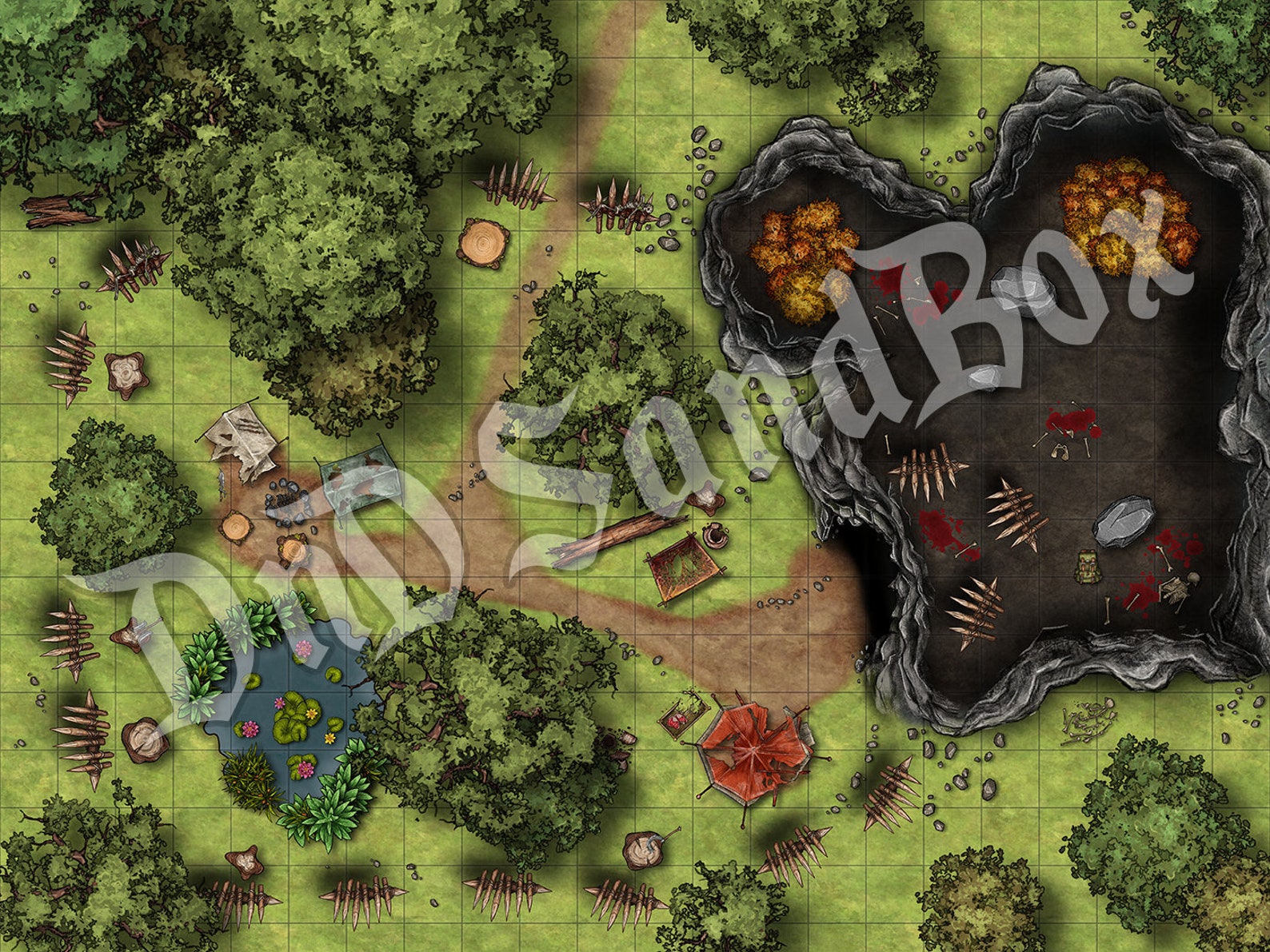 A Forest Cave Battle Map - Dnd Digital Map - Etsy